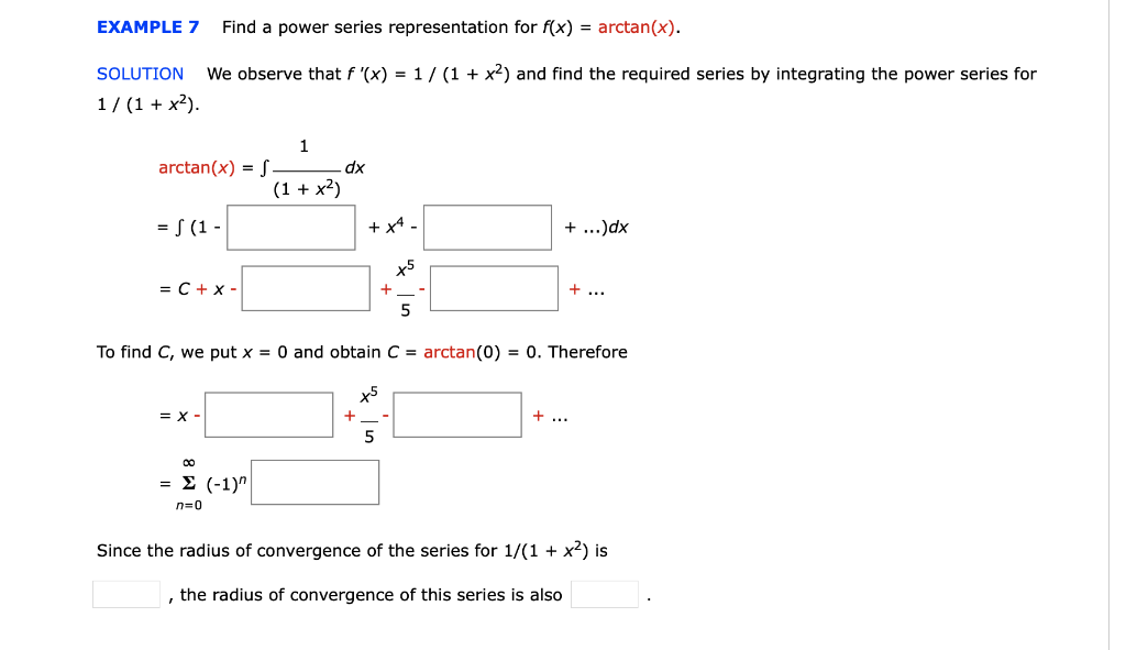 Solved EXAMPLE 7 Find a power series representation for f(x) | Chegg.com