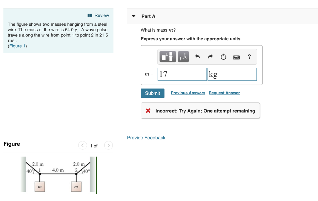 Solved Review Part A The figure shows two masses hanging | Chegg.com