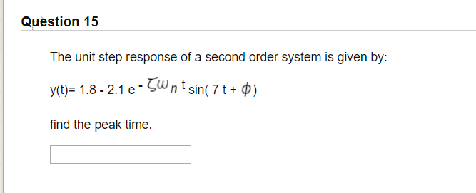 Solved Question 2 For the second order under-damped system | Chegg.com