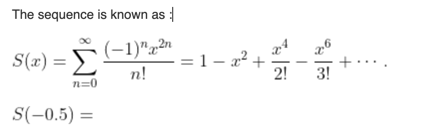 Solved The sequence is known as : find S(-1/2)=... (please | Chegg.com