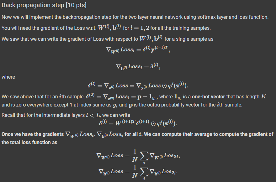 Solved Back propagation step [10 pts] Now we will implement | Chegg.com