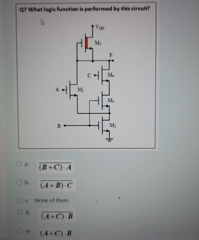 Solved Q7 What logie function is performed by this circuit? | Chegg.com