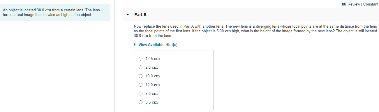 Solved Review Constant An object is located 30.0 cm from a | Chegg.com