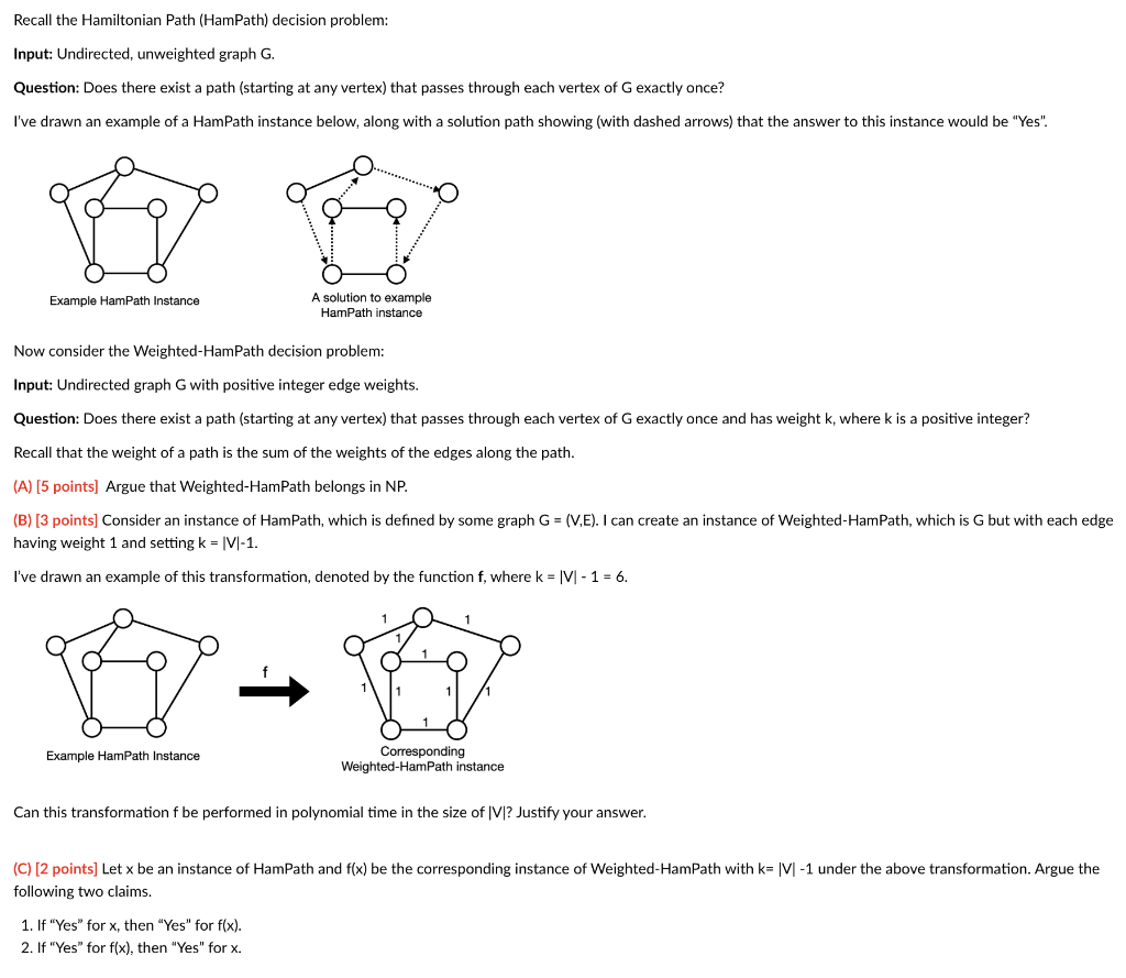 Recall the Hamiltonian Path (HamPath) decision | Chegg.com