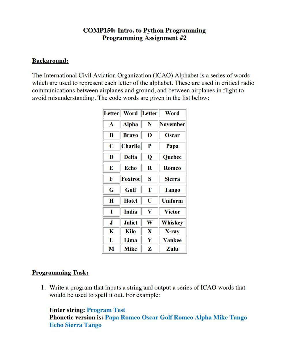 Solved COMP150: Intro. to Python Programming Programming | Chegg.com