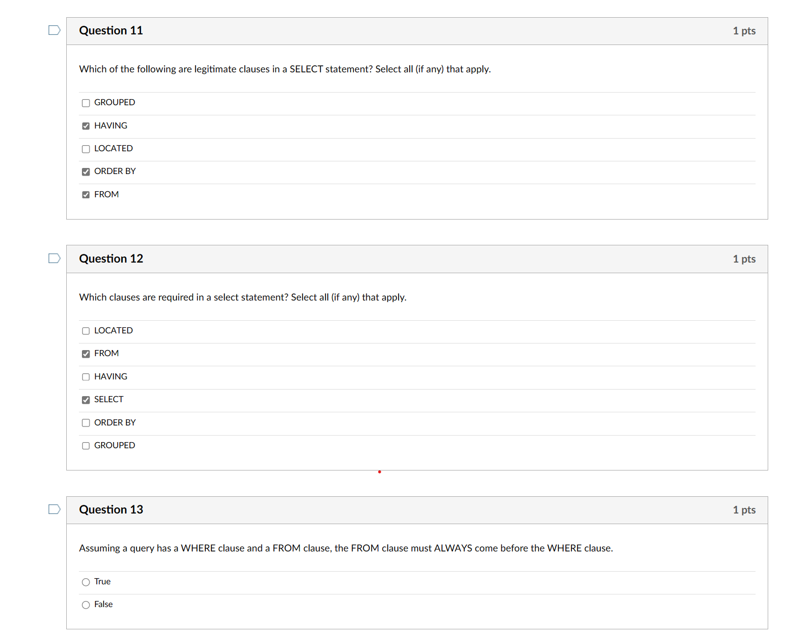 Solved Which of the following are legitimate clauses in a | Chegg.com