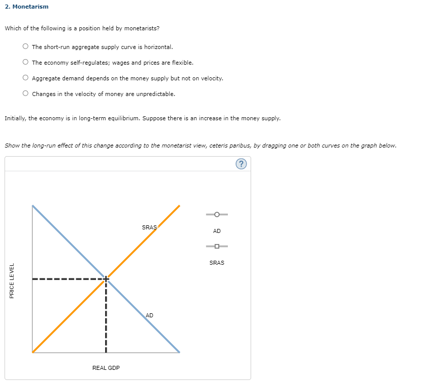 Solved 2. Monetarism Which of the following is a position | Chegg.com