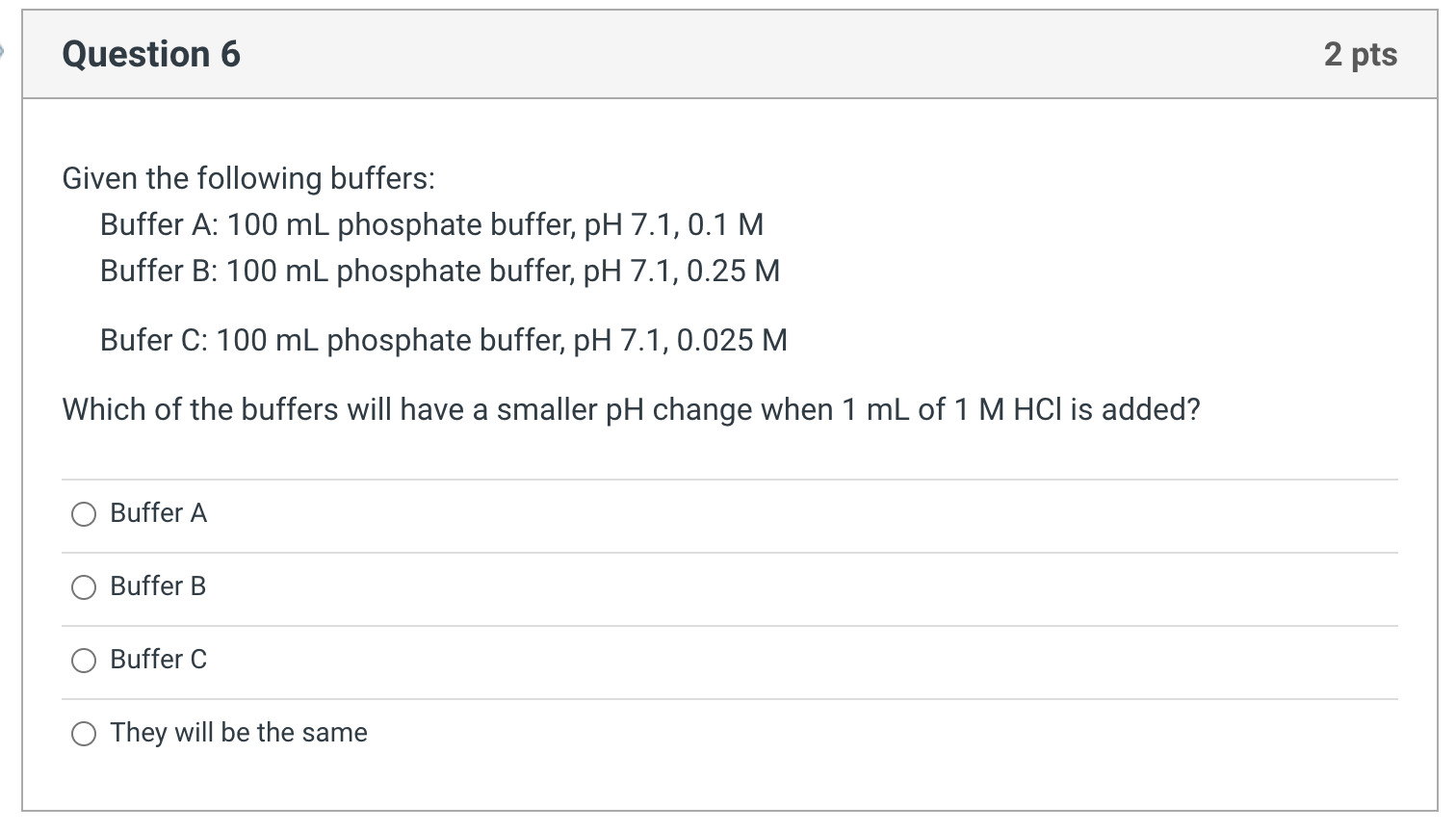 Solved Given the following buffers: Buffer A: 100 mL | Chegg.com