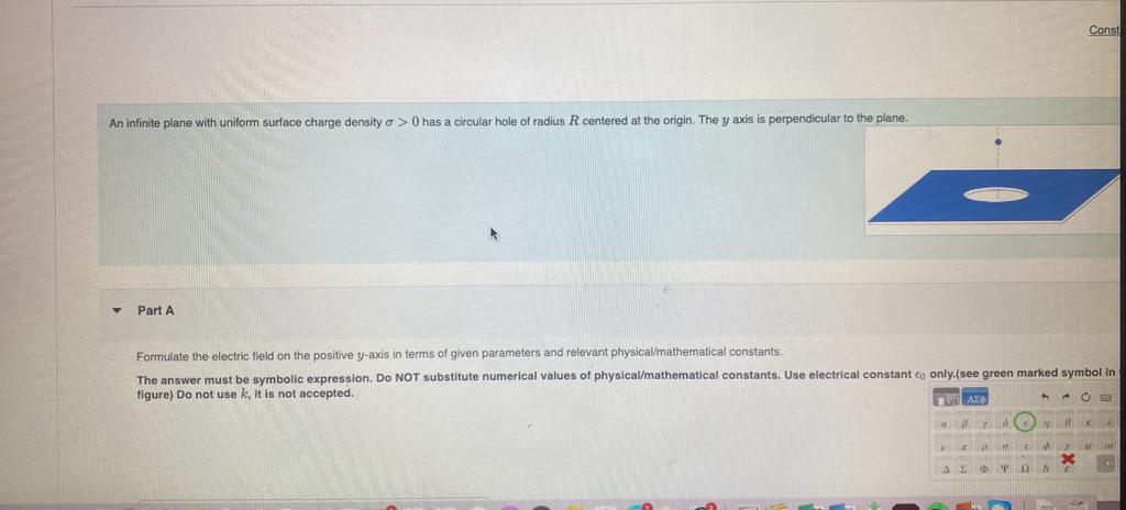 [solved] An Infinite Plane With Uniform Surface Charge Den