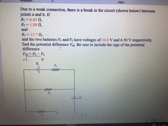 Solved Paragraph Styles Due to a weak connection, there is a | Chegg.com