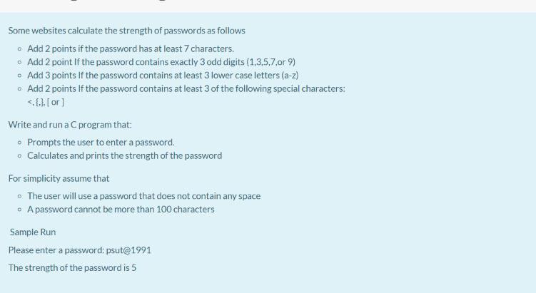 Solved Some websites calculate the strength of passwords as | Chegg.com