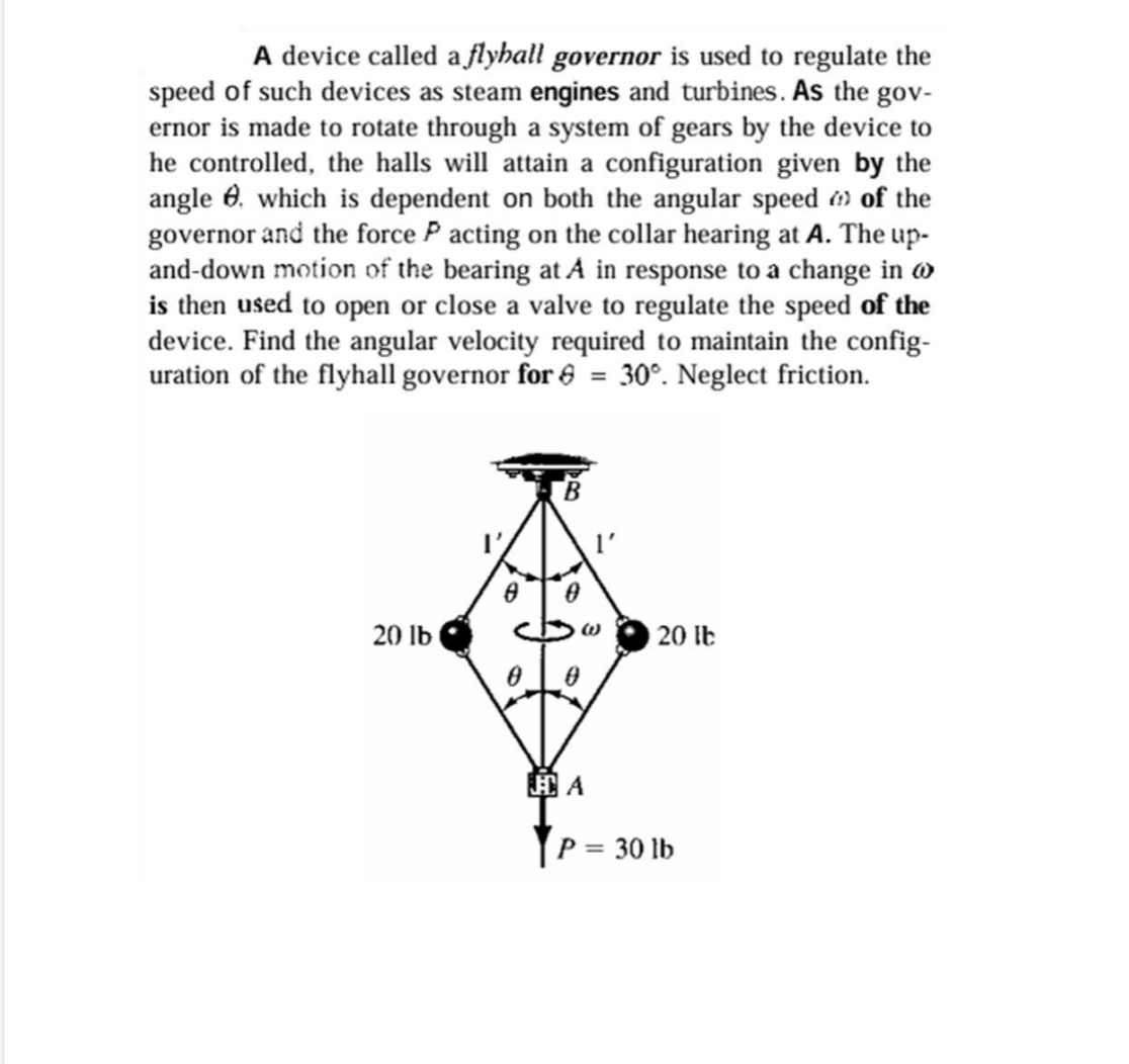 Solved A device called a flyball governor is used to | Chegg.com