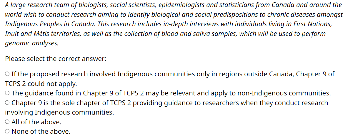 Solved According to Chapter 9 ﻿of TCPS 2, ﻿researchers | Chegg.com