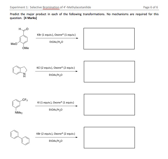 Solved Experiment 1 Selective Bromination Of