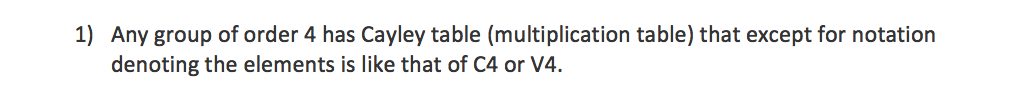 Solved 1) Any group of order 4 has Cayley table | Chegg.com