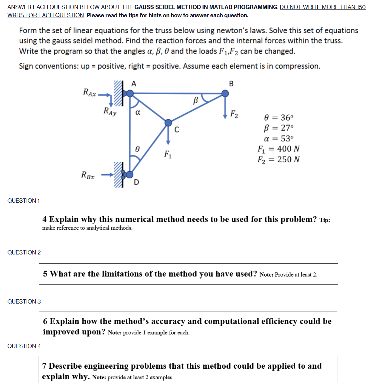 Solved ANSWER EACH QUESTION BELOW ABOUT THE GAUSS SEIDEL | Chegg.com