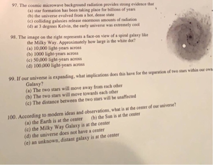 Solved 97. The cosmic microwave background radiation | Chegg.com