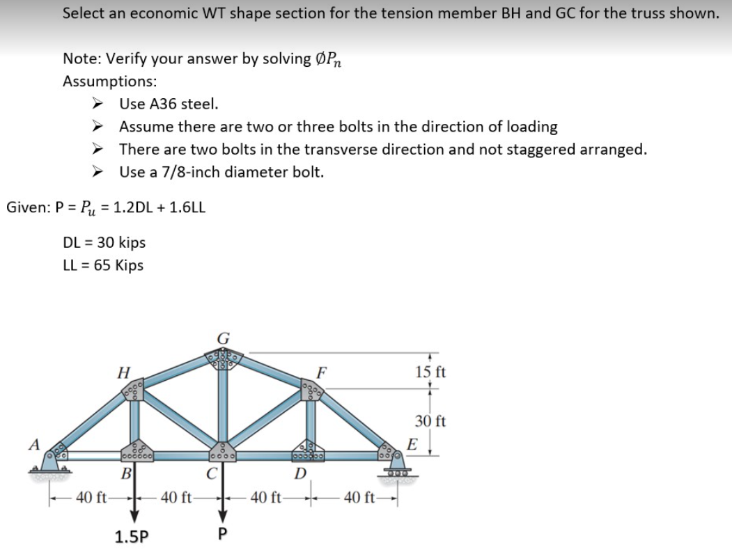 Select an economic WT shape section for the tension | Chegg.com