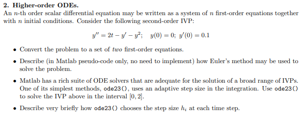 Solved 2. Higher-order ODEs. An n-th order scalar | Chegg.com