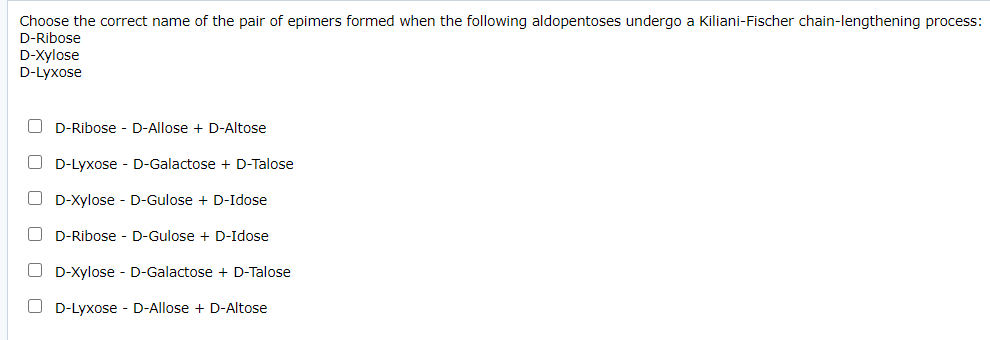 Solved Question 25 Select correct pair of epimers formed | Chegg.com