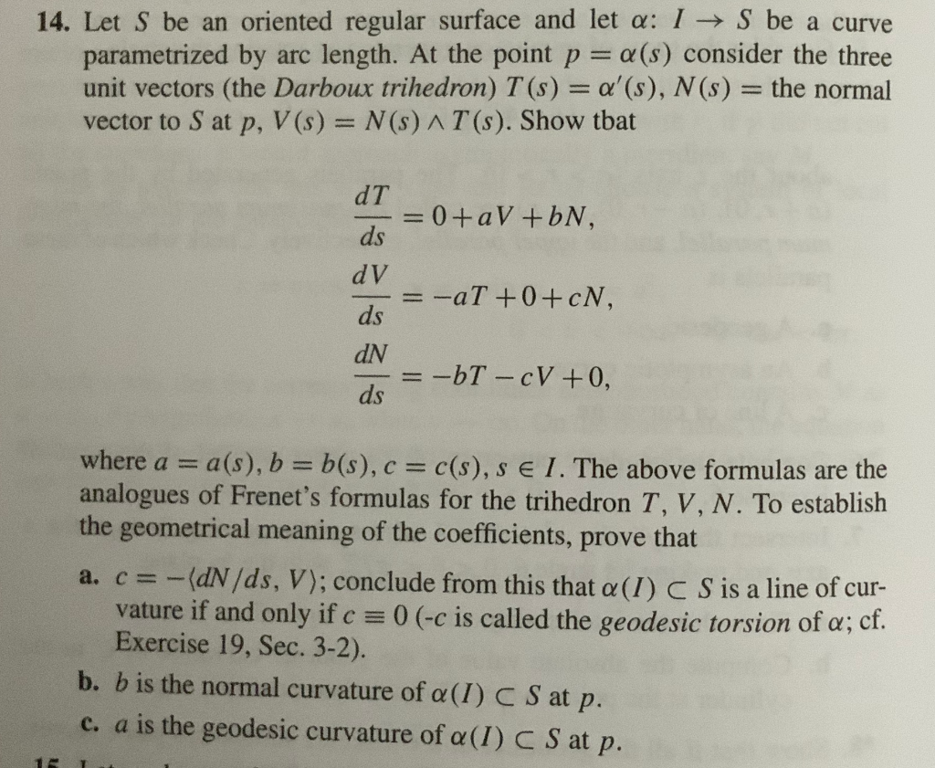 Solved 14. Let S be an oriented regular surface and let a: 1 | Chegg.com