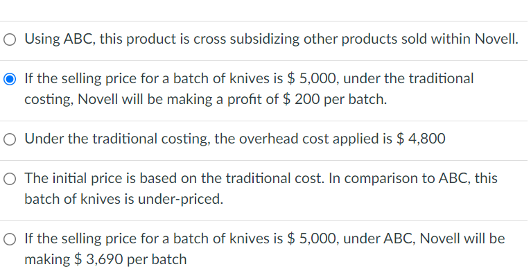 Solved Novell Inc. is a manufacturer of knives. The company | Chegg.com
