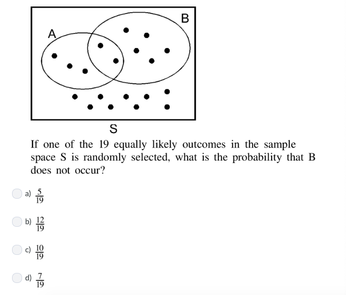 Solved A S If one of the 19 equally likely outcomes in the | Chegg.com