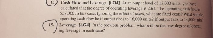 Solved 14 Cash Flow and Leverage [LO4] At an output level of | Chegg.com