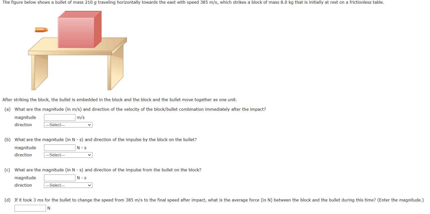 Solved After striking the block, the bullet is embedded in | Chegg.com