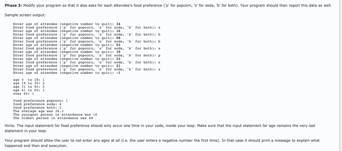 Solved This Program Is Broken Down Into Phases For Your