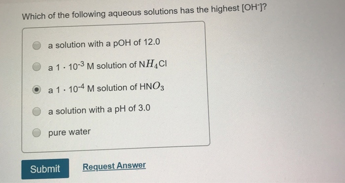 Solved Which of the following aqueous solutions has the | Chegg.com