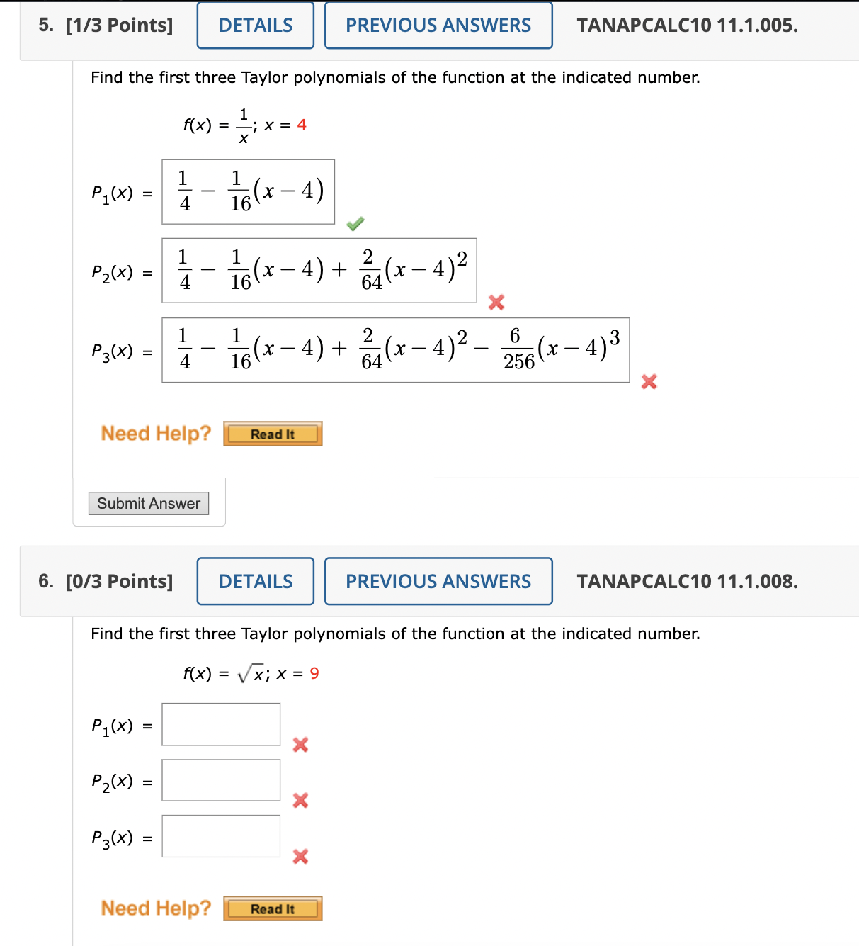 Solved Find the first three Taylor polynomials of the | Chegg.com