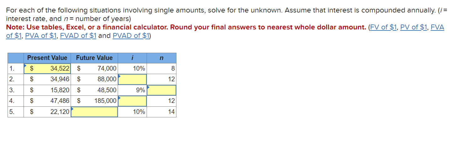 Solved For each of the following situations involving single | Chegg.com