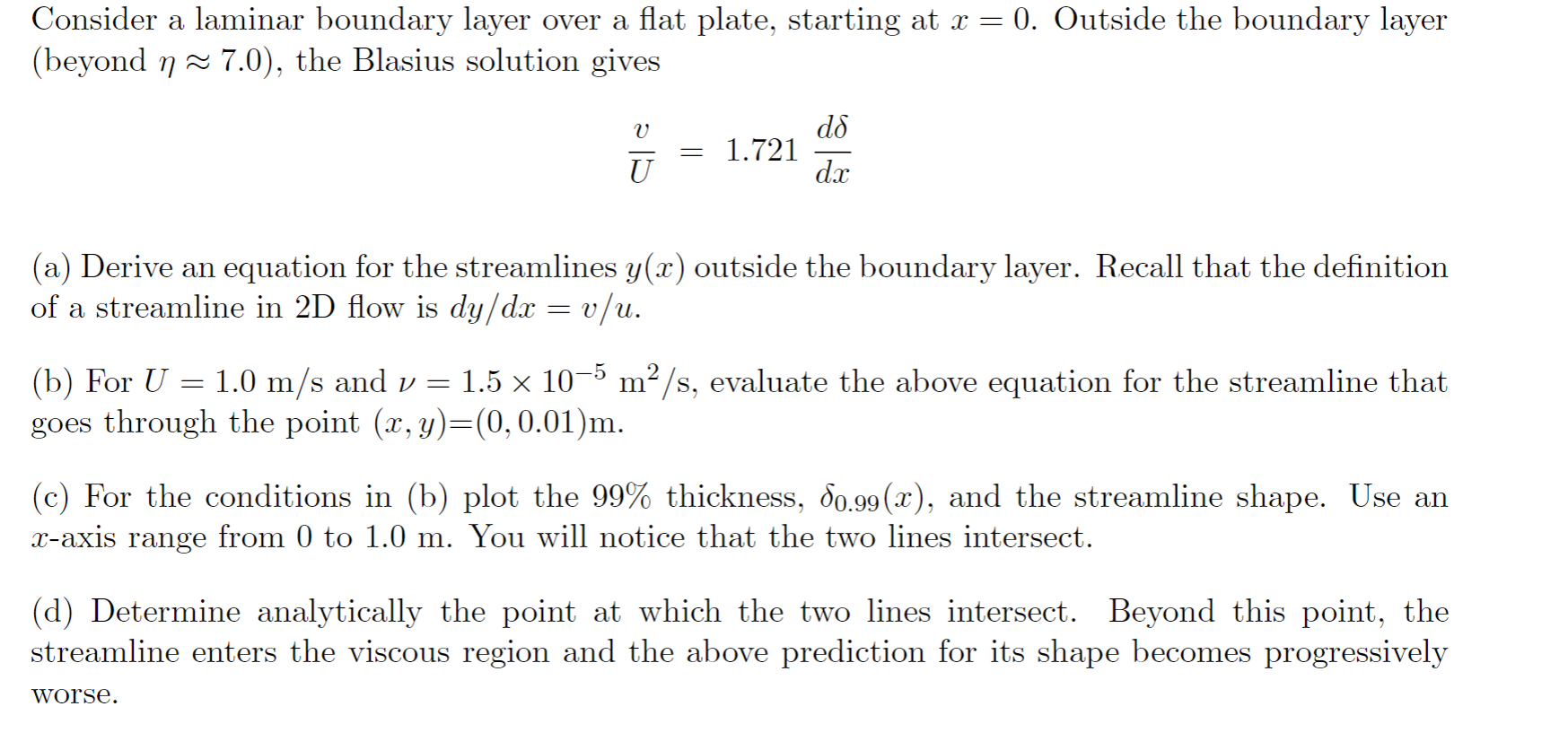 Consider a laminar boundary layer over a flat plate, | Chegg.com
