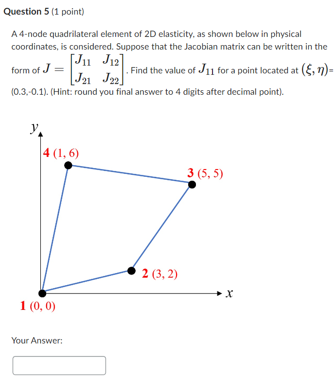 Solved A 4-node quadrilateral element of 2D elasticity, as | Chegg.com
