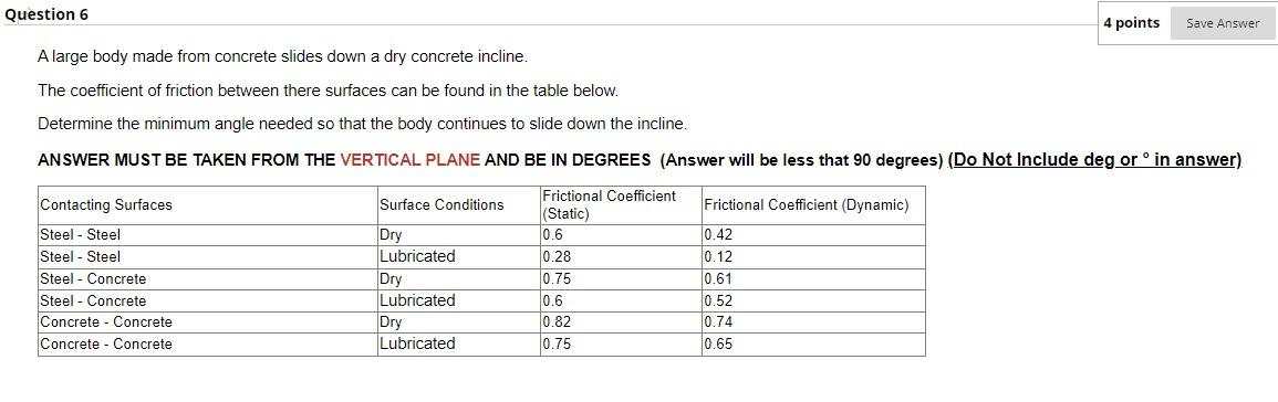 Solved A large body made from concrete slides down a dry | Chegg.com