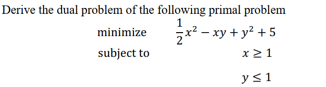 Solved Derive the dual problem of the following primal | Chegg.com