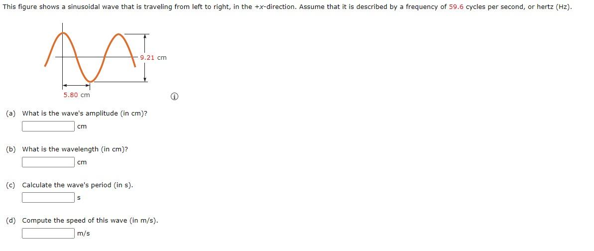 Solved (a) What is the wave's amplitude (in cm )? cm (b) | Chegg.com
