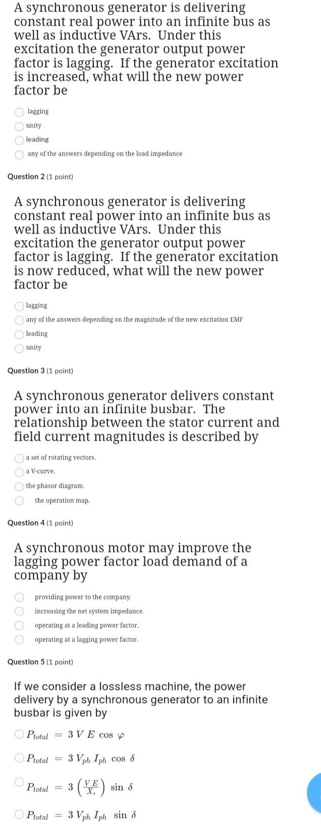 Solved A synchronous generator is delivering constant real | Chegg.com