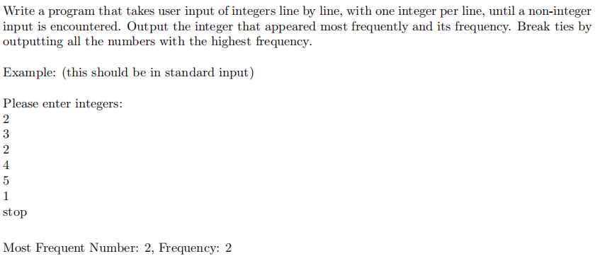 Solved Write a program that takes user input of integers | Chegg.com