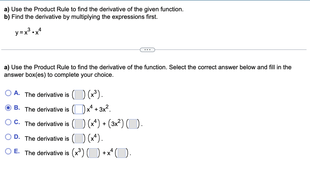 Solved a) Use the Product Rule to find the derivative of the | Chegg.com