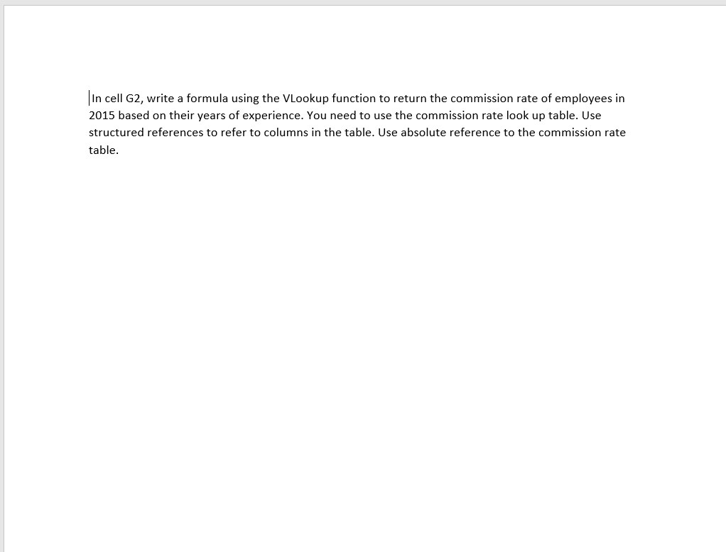 Solved |In cell G2, write a formula using the VLookup | Chegg.com