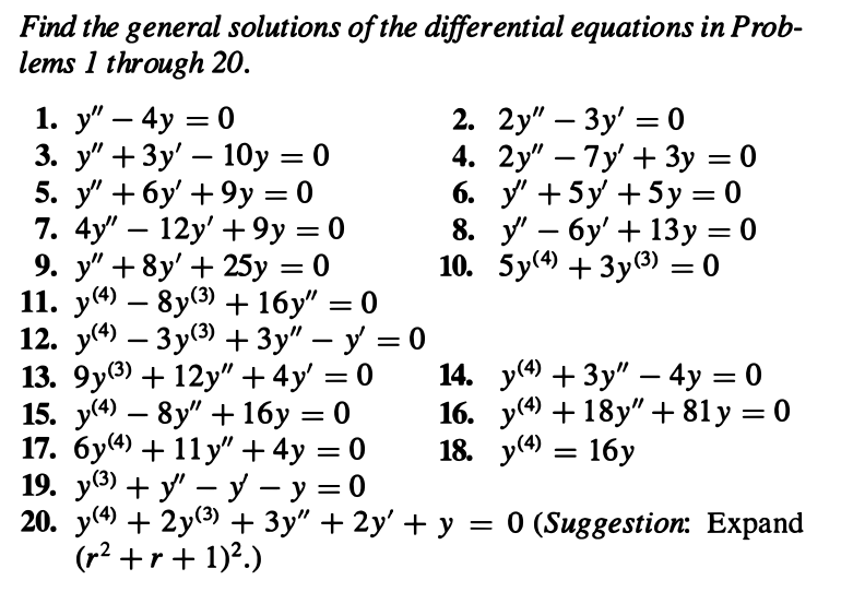 Solved Find the general solutions of the differential | Chegg.com