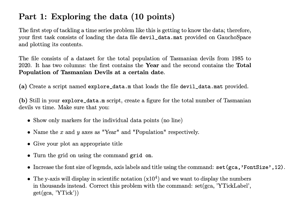 Solved Part 1: Exploring the data (10 points) The first step | Chegg.com