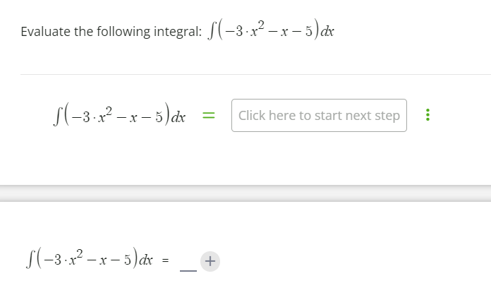 Solved Evaluate the following integral: ∫(−3⋅x2−x−5)dx | Chegg.com