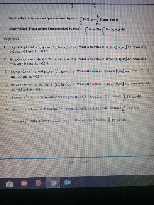 Solved R. vector-valued F on a curve C parameterized by ro: | Chegg.com