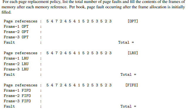 Solved For each page replacement policy, list the total | Chegg.com