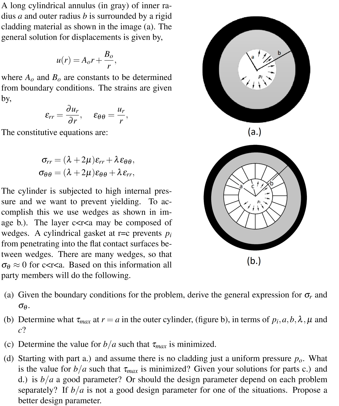 Solved A long cylindrical annulus (in gray) of inner radius | Chegg.com