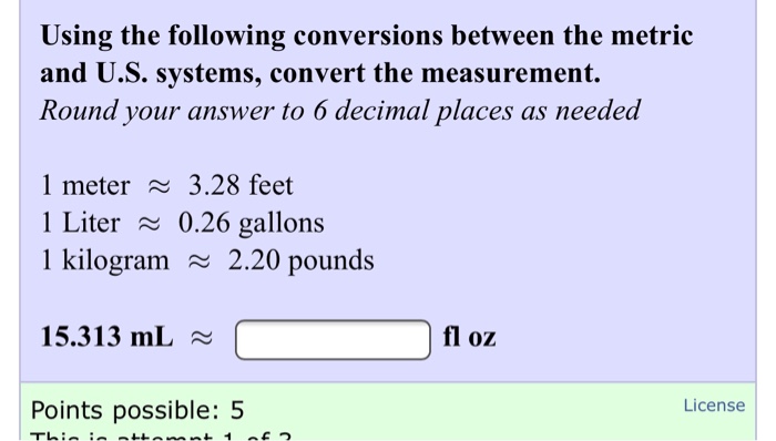 Solved Using the following conversions between the metric | Chegg.com