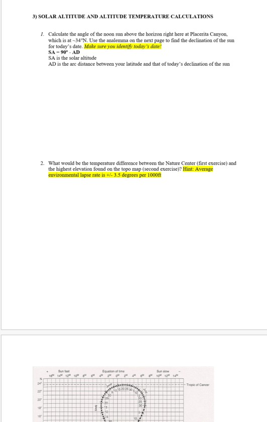 Solved 3) SOLAR ALTITUDE AND ALTITUDE TEMPERATURE | Chegg.com